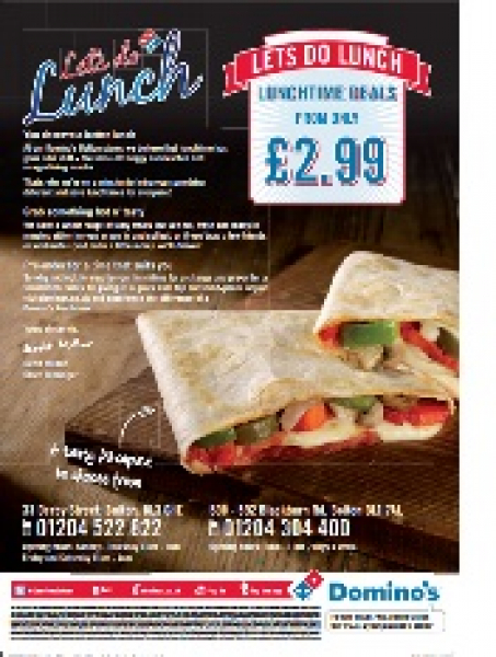 The Domino's pizza lunch menu launches this week in Bolton