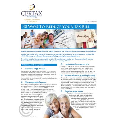30 Ways to Reduce Your Tax Bill