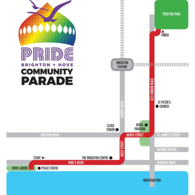 Brighton Pride Parade 2016 - Street Route Map