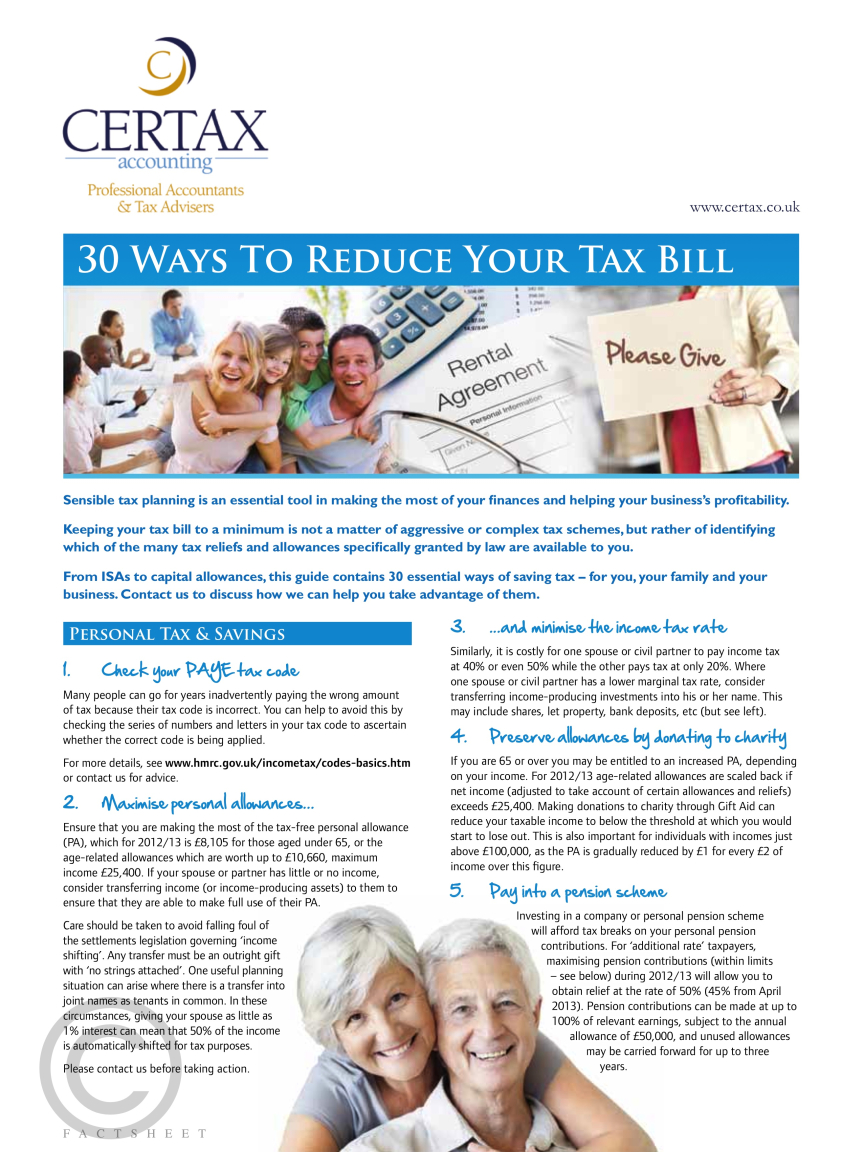 30 Ways to Reduce Your Tax Bill