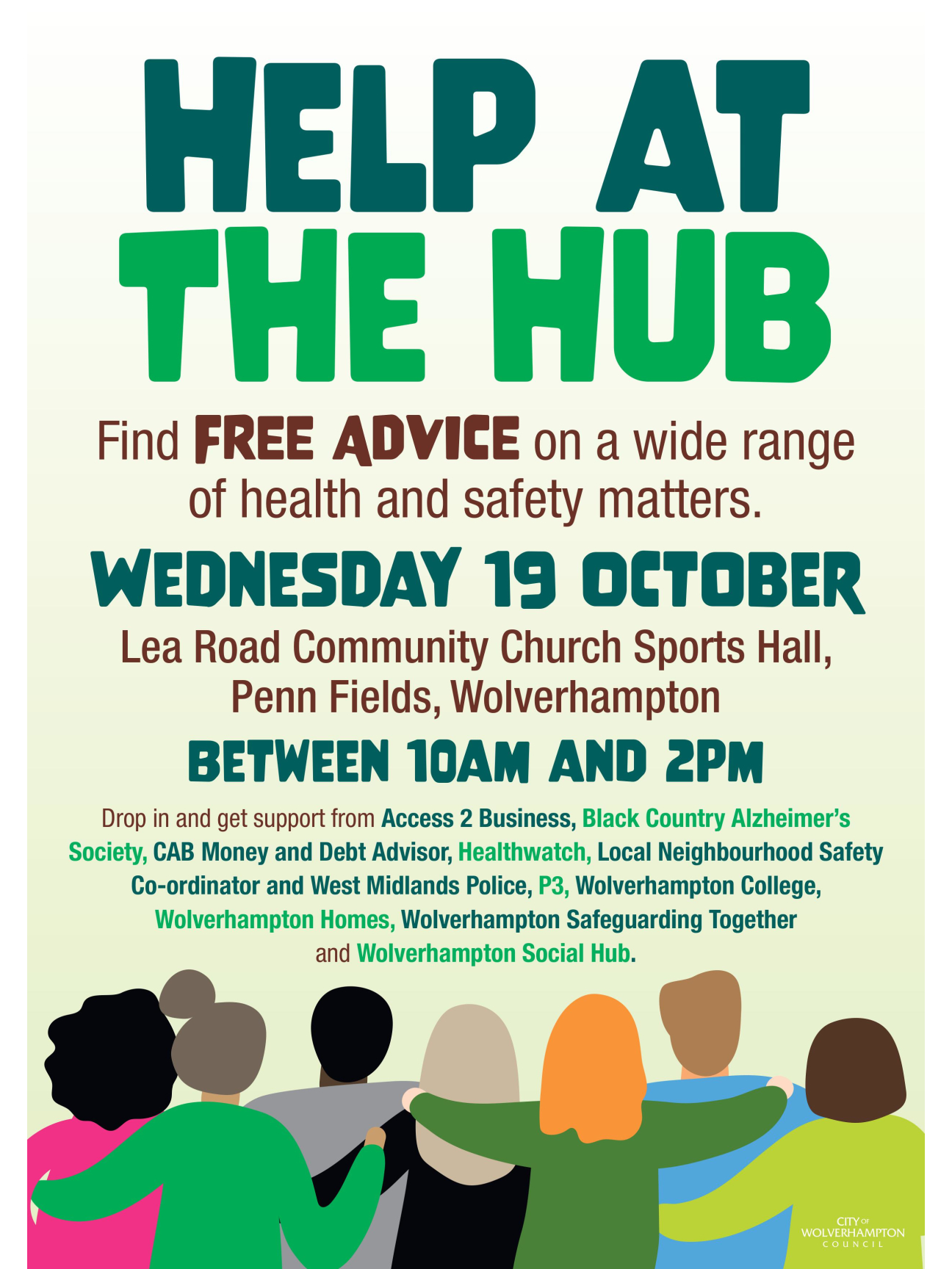 Free Help at the Hub for residents at an open day in Penn Fields